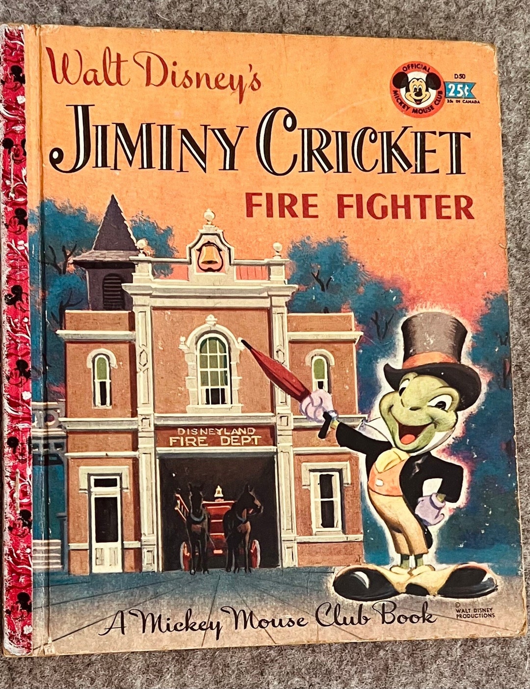 1956 Walt Disney's jiminy Cricket Fire Fighter Official Mickey Mouse ...