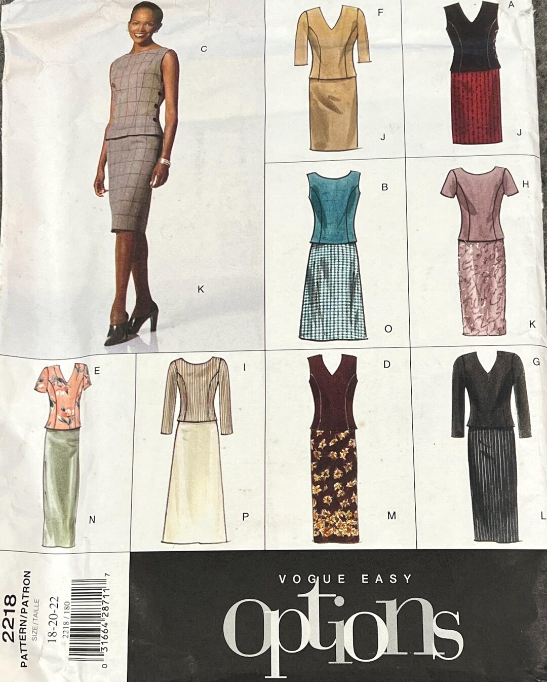 UNCUT Size 18-22 Vogue Easy Options V2218 Misses/misses Petite Fitted ...