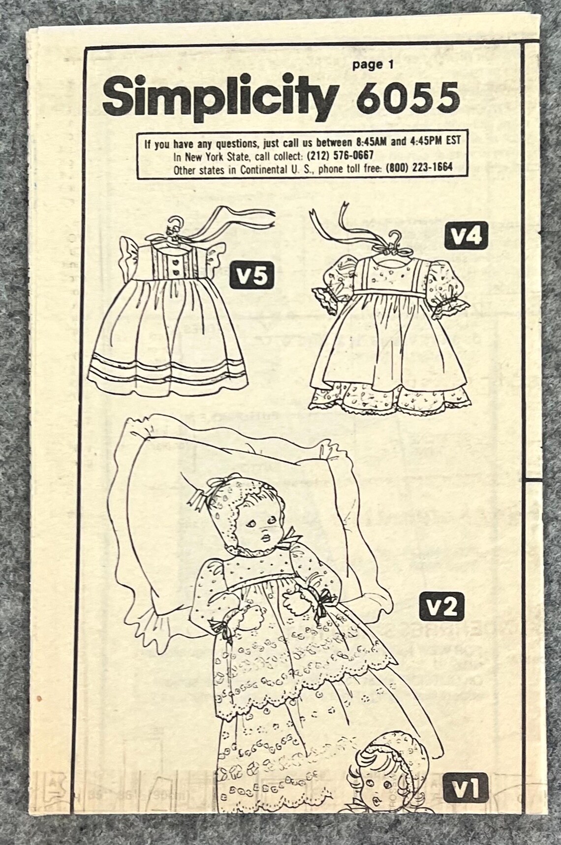 Vintage 1983 Simplicity 6055 Simplicity Doll Clothes Sewing Pattern (13 ...