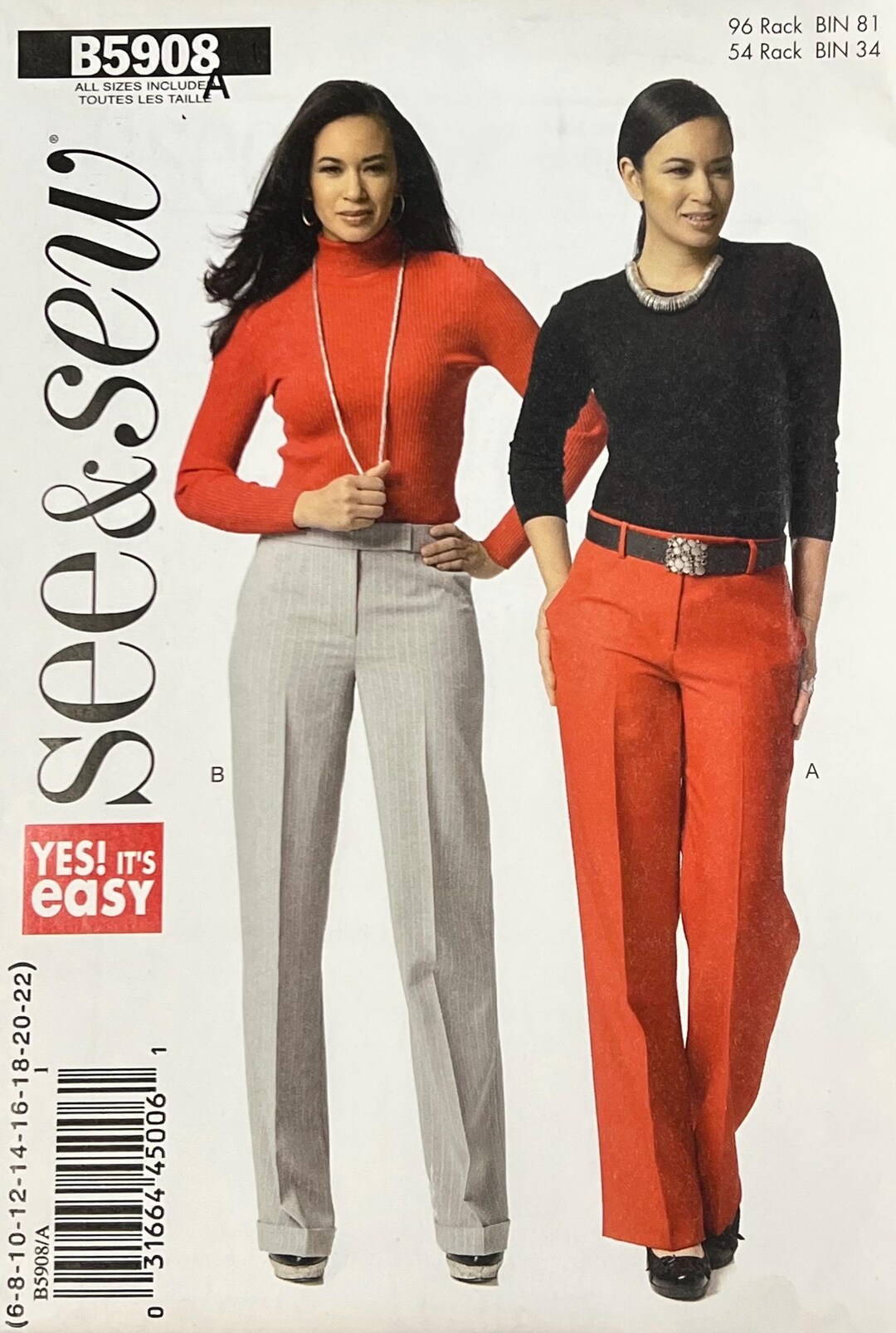 Butterick See & Sew 5908 Yes! It's Easy - Misses'/misses Petite Pants ...