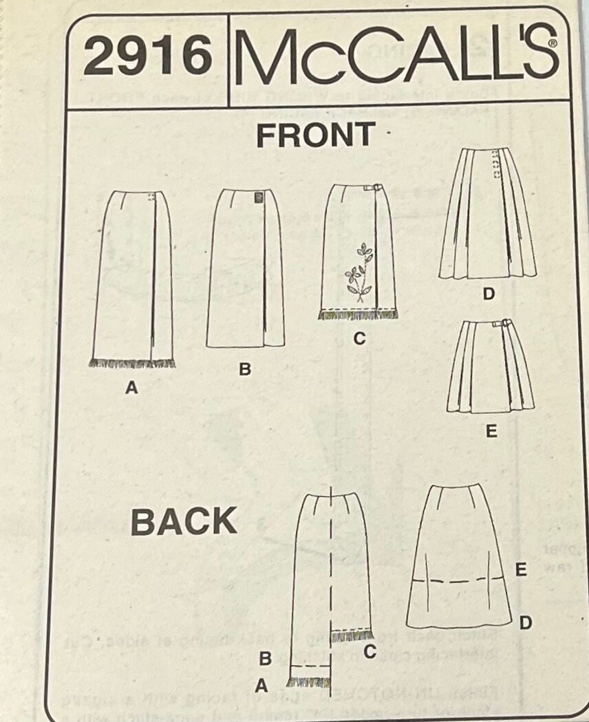 Vintage Mccall's 2916 Sewing Pattern/wrap Skirts in Four - Etsy