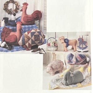 Mccall's Crafts 4908/664 Barnyard Buddies Decorative Farm Animal Dolls Sewing Pattern Rooster ...