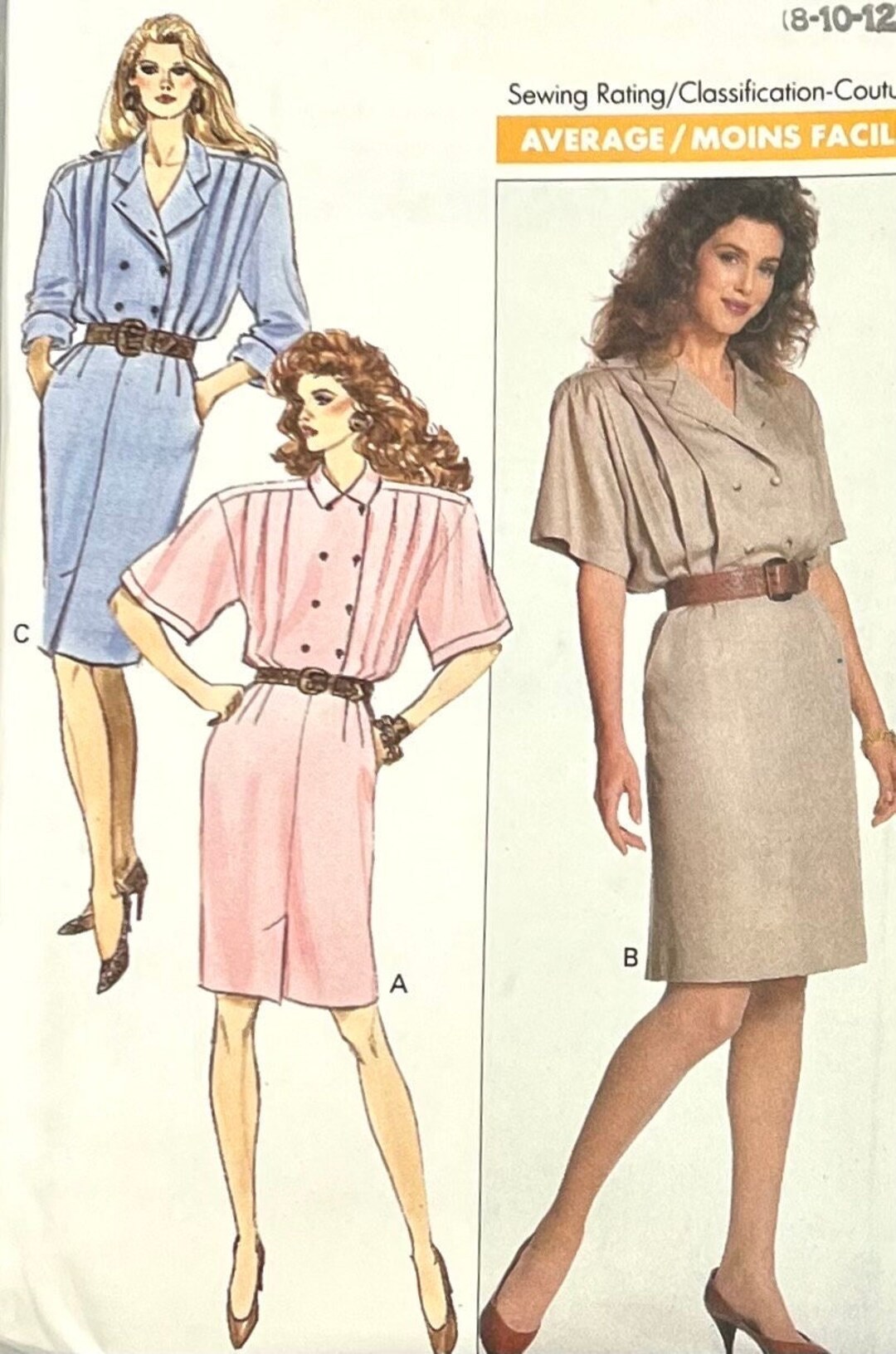 Butterick 6196/misses' Belted Dress in Two Lenths and Sleeve Variations ...