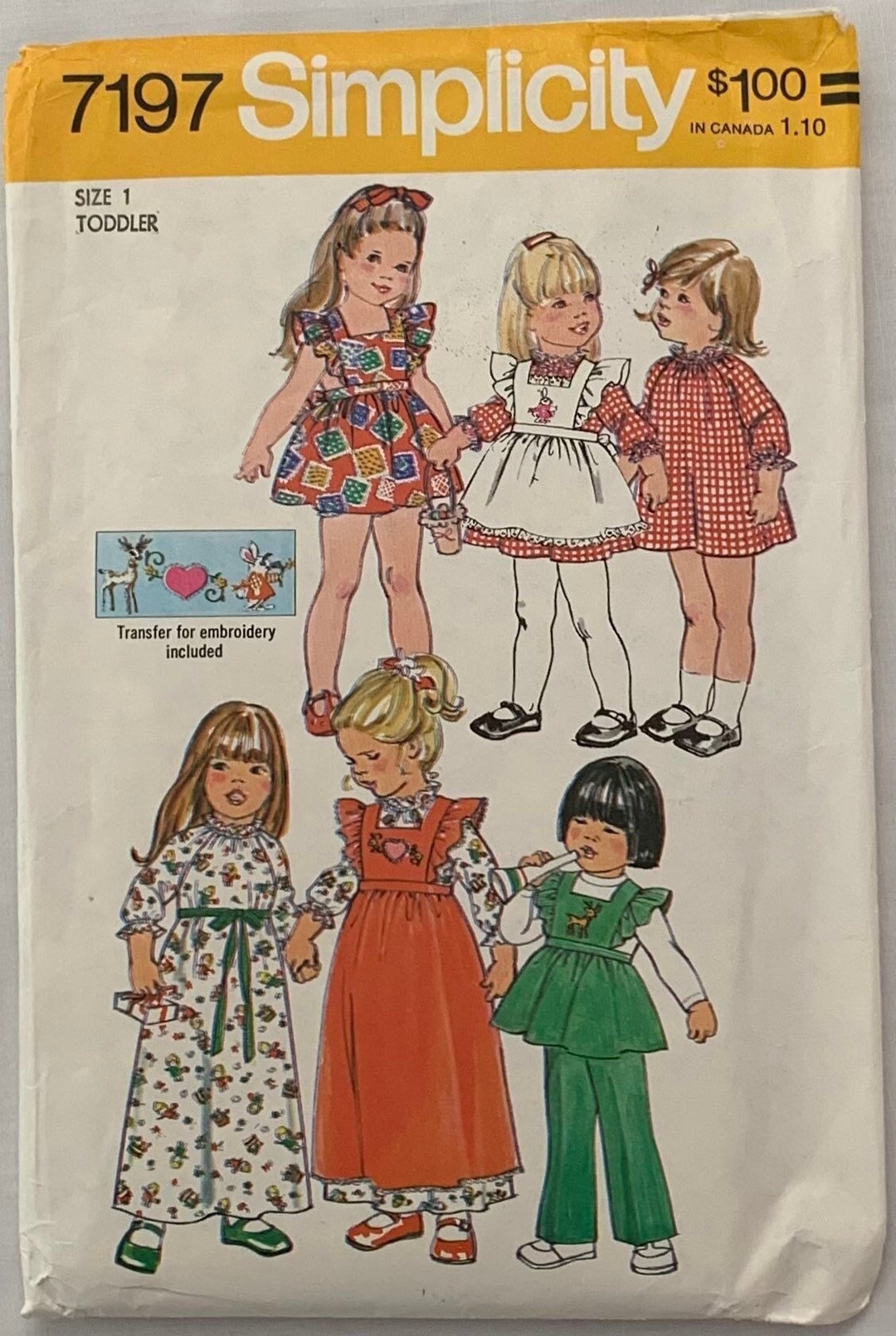 Simplicity 7197 Toddler's Dress and Pinafore Dress in Two Lengths and ...