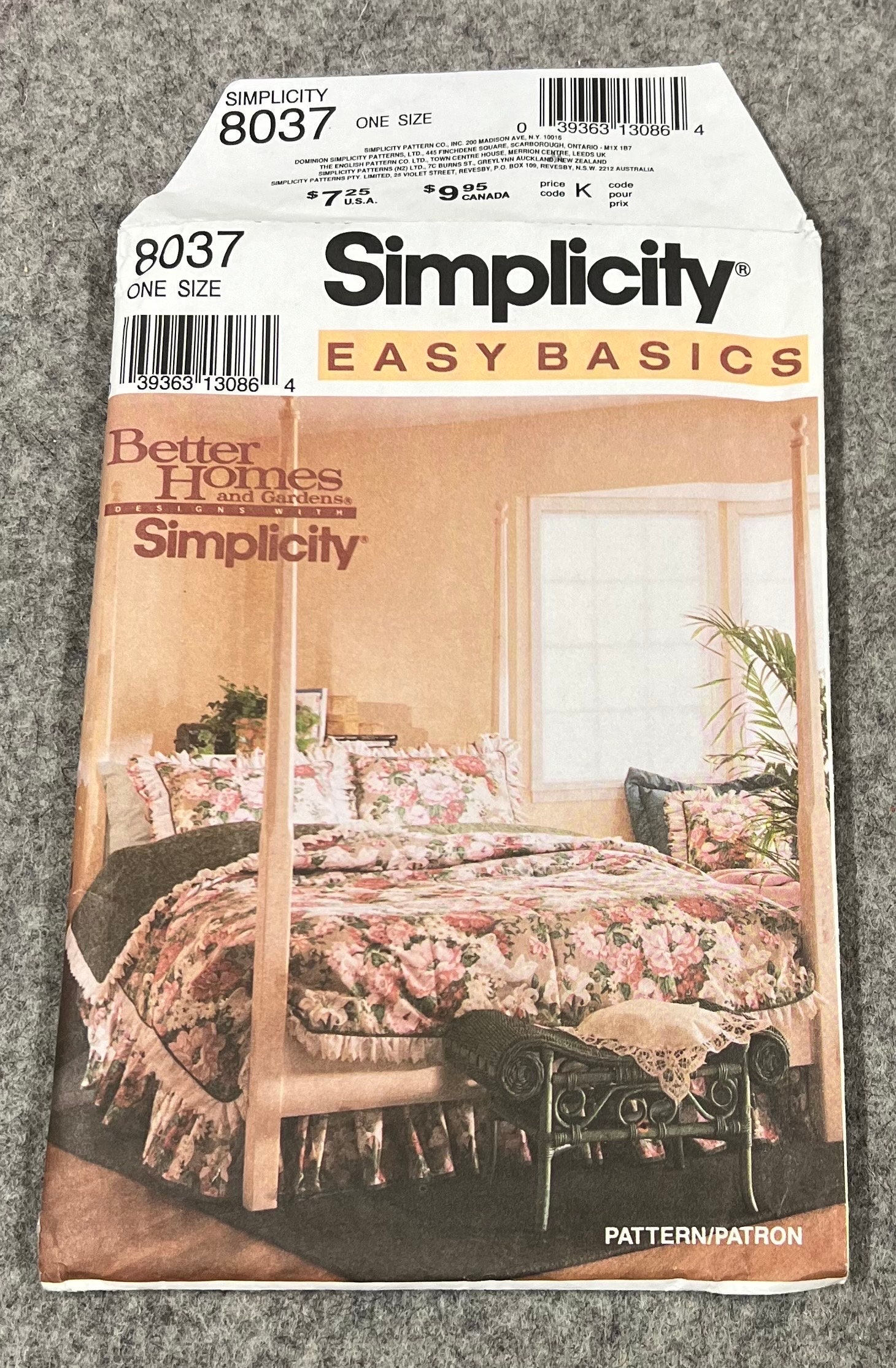 Simplicity 8037/easy Basics for Bedroom/comforter/duvet Cover/dust ...