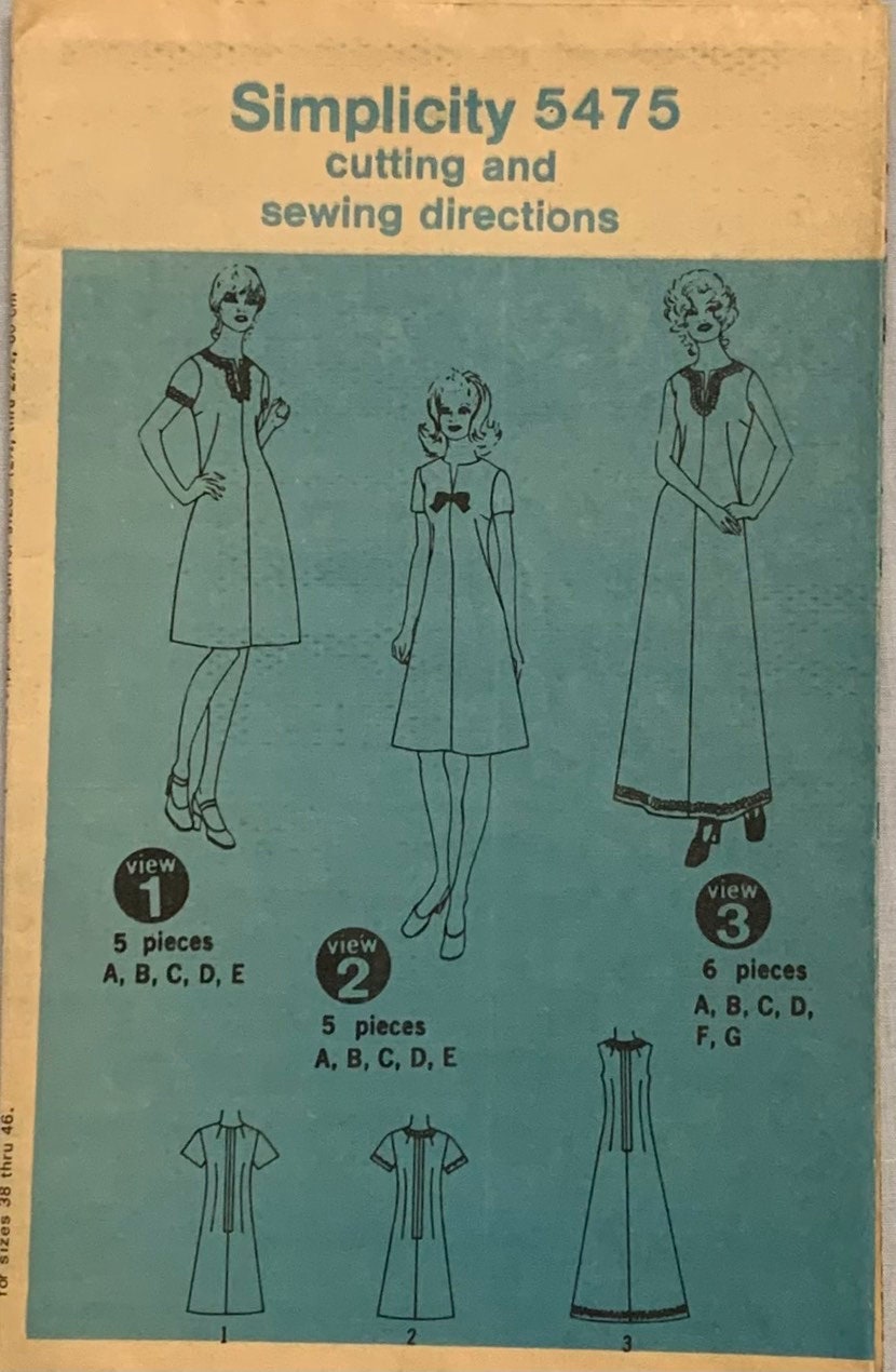Simplicity 5475/ Dress in 2 Lengths/look Slimmer Sewing Pattern/high ...