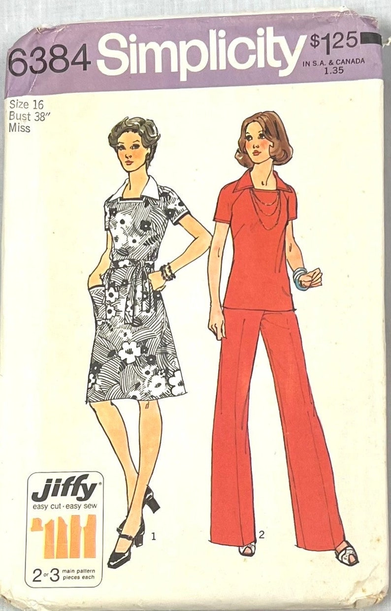 Simplicity 6384 Easy Cut-easy Sew/misses and Women's Jiffy Dress or Top ...