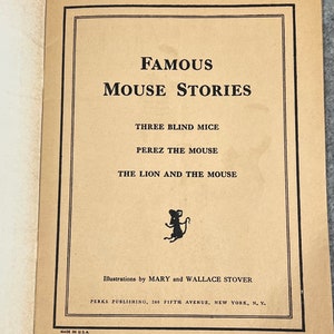 Vintage 1944 "famous Mouse Stories" Book Illustrated by Mary & Wallace ...