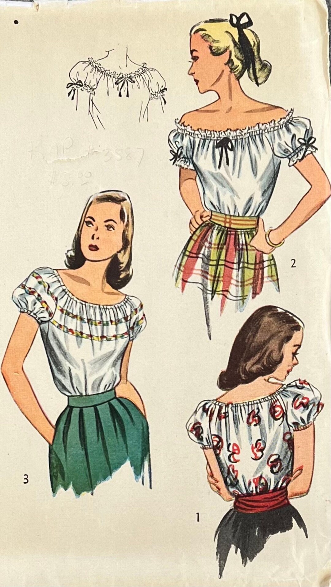 Simplicity 2127 Misses and Women's Peasant Style Blouse Sewing Pattern ...