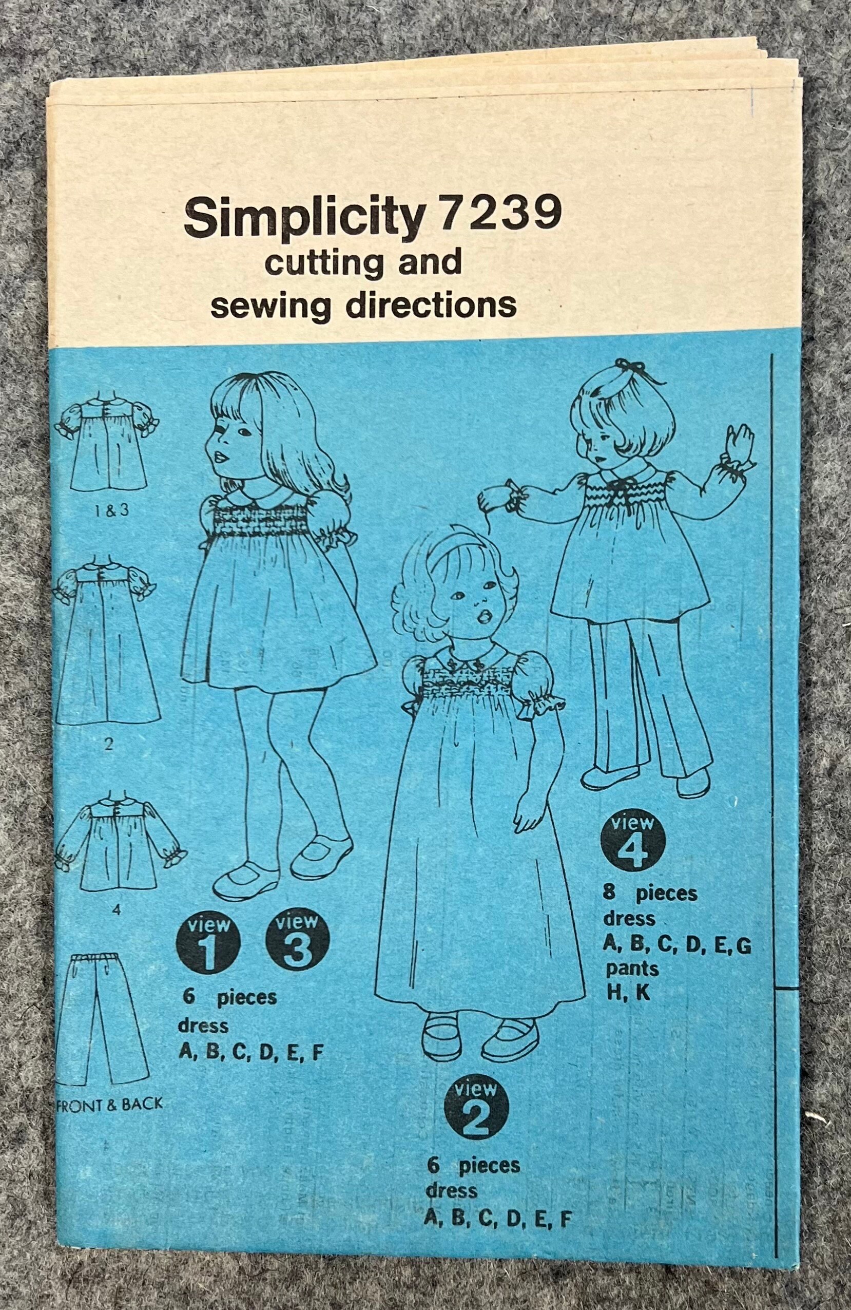 Simplicity 7239 Toddler's Dress in Two Lengths and Pants - Etsy