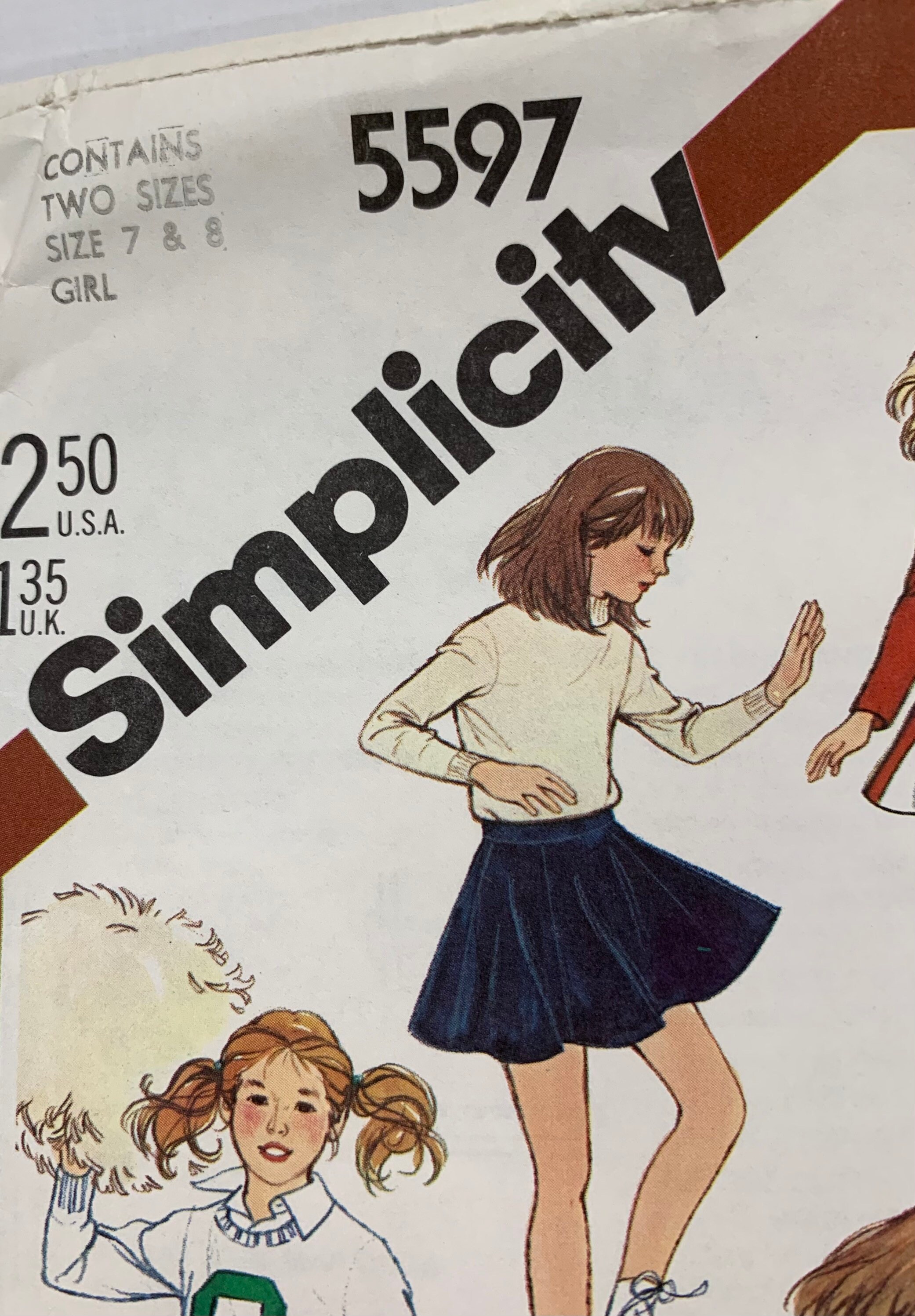 Simplicity 5597 Size 7&8 Girls Cheerleader and Skating Costumes Dress ...
