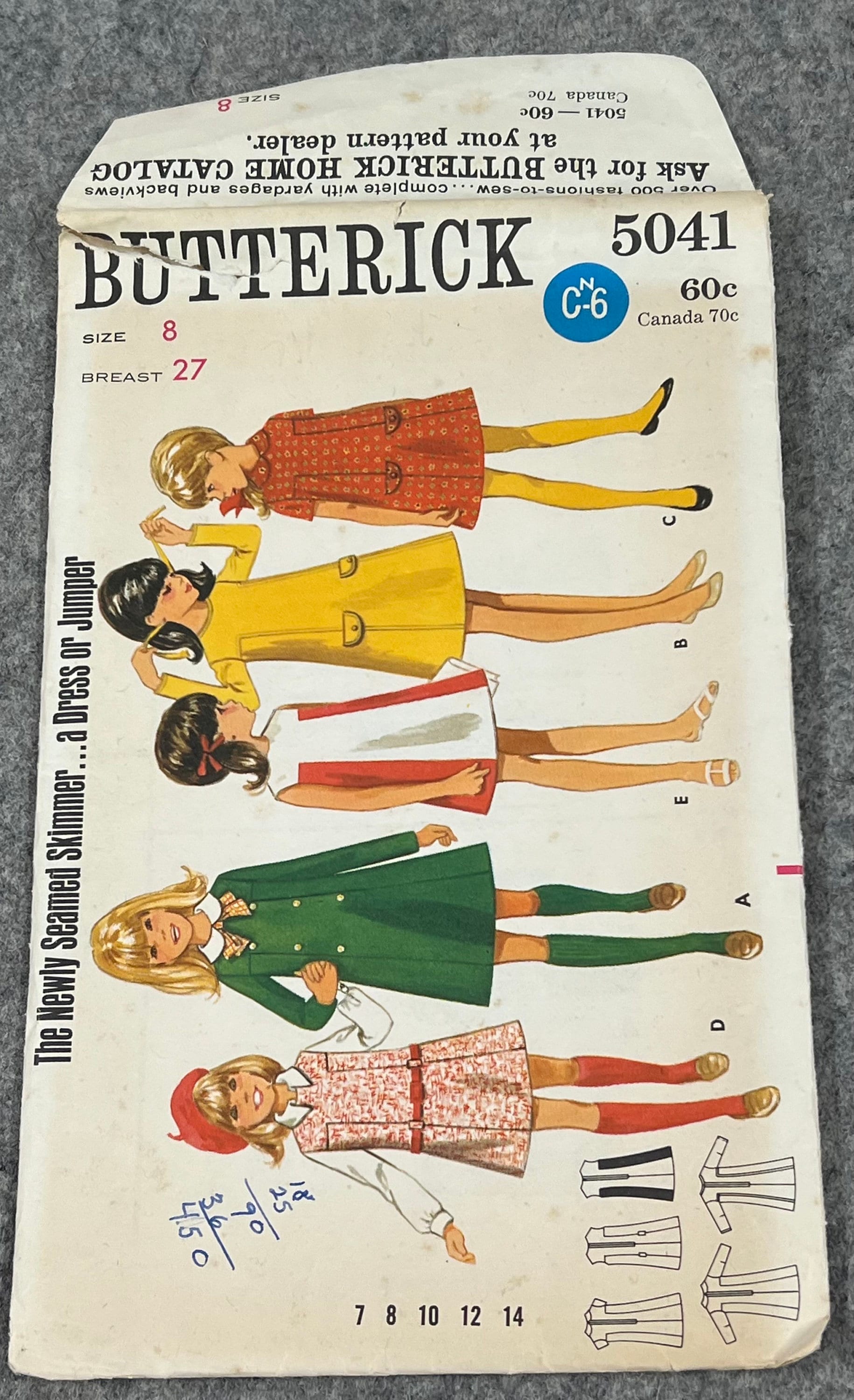 RARE UNCUT Butterick 5041 the Skimmer Girls' One-piece A-line Dress or ...