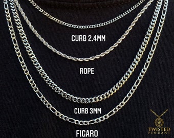 Mens Chain Necklace Silver Curb Chain for Men Rope Chain Necklace for Men Women Silver Figaro Cuban Link Steel Boys Mens Jewellery Etsy