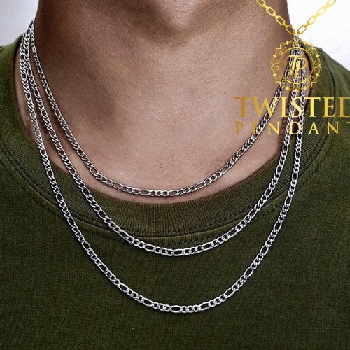 Waterproof 6mm Silver Figaro Chain Necklace for Men / Sleek - Etsy