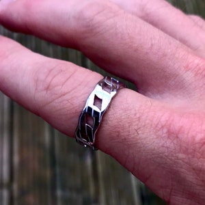 Mens Rings Silver Cuban Chain Styled Ring Silver- Polished Ring- Man ...