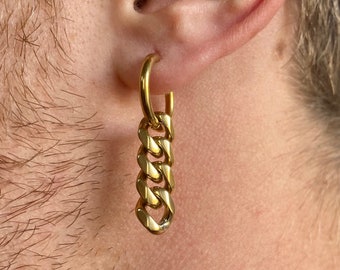 Gold dangle earrings mens store