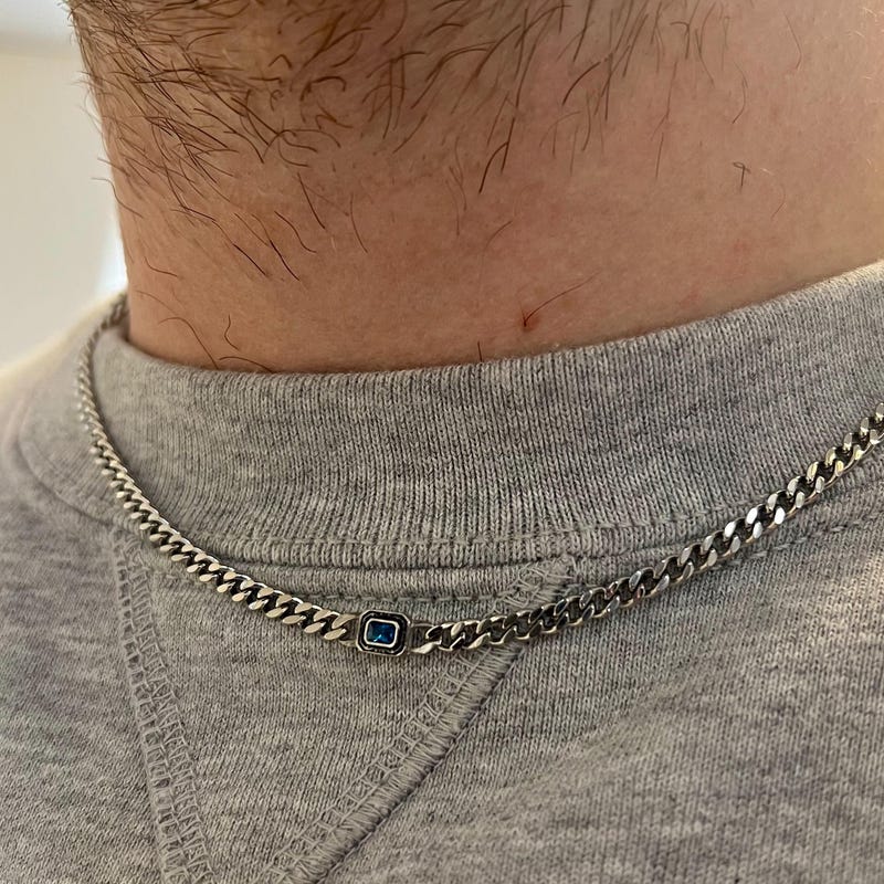 Blue Stone Key Necklace - Etsy