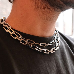 Silver Link Chain for Men - Mens Chain Necklace 18" - Heavy Stainless ...