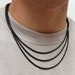 Mens Necklace Black Rope Chain, Black Chain Necklace 2.5mm, Mens Black ...
