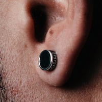 Mens Hoop Wooden Beaded Earring- Tribal Ethnic Gemstone Earring for Men ...