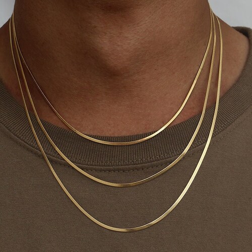 Mens Chain Necklace 18K Gold Curb Chain Men Thin Chain - Etsy