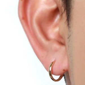 Mens Gold Hoop Earrings - 925 Sterling Silver 12mm Mens Hoop Earrings ...