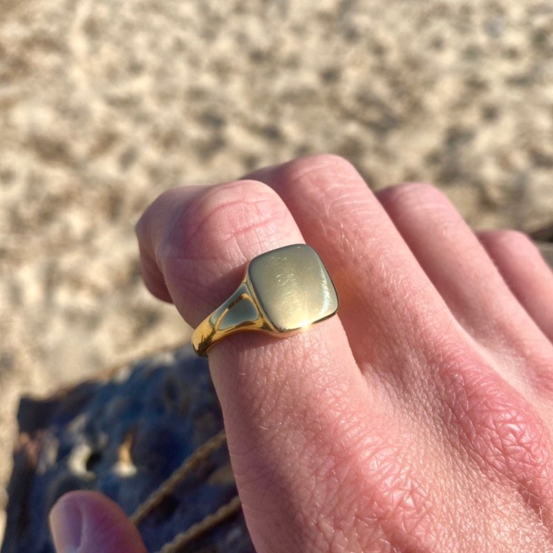 Square Silver Plain Ring - Etsy UK