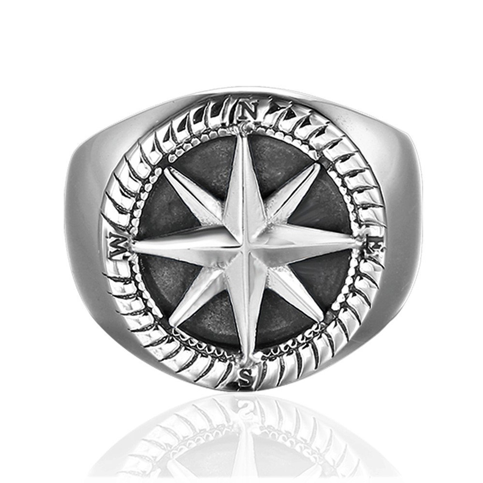 Mens Ring Silver Compass Rings for Men North Star Silver - Etsy UK