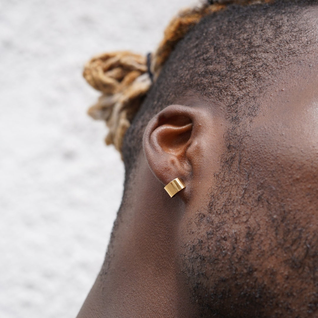 Mens Earrings, Gold Cuff Earrings, Mens 6mm Clip on Earrings, Gold ...