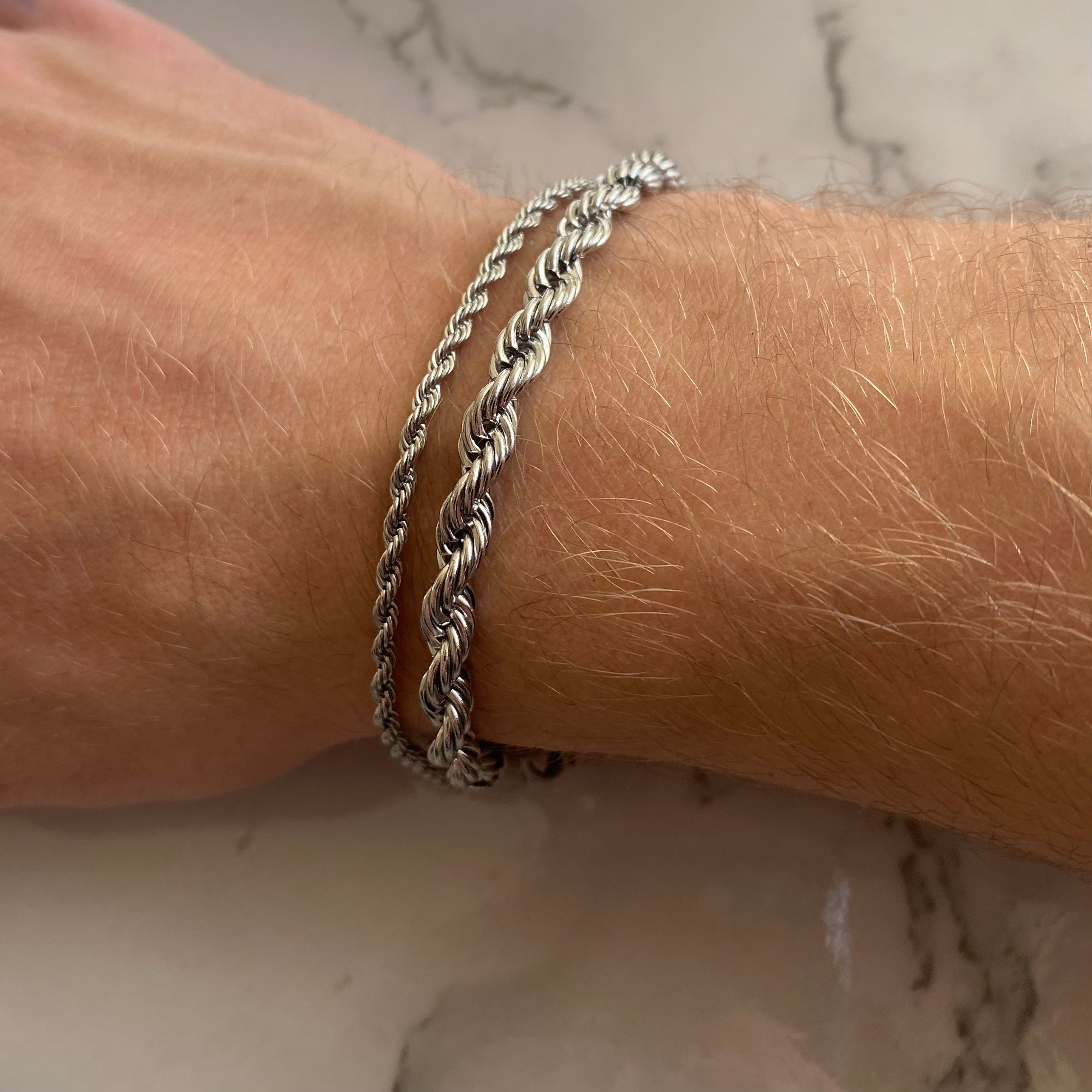 Mens Necklace Silver Chain Man 5mm Silver Rope Chain Silver | Etsy