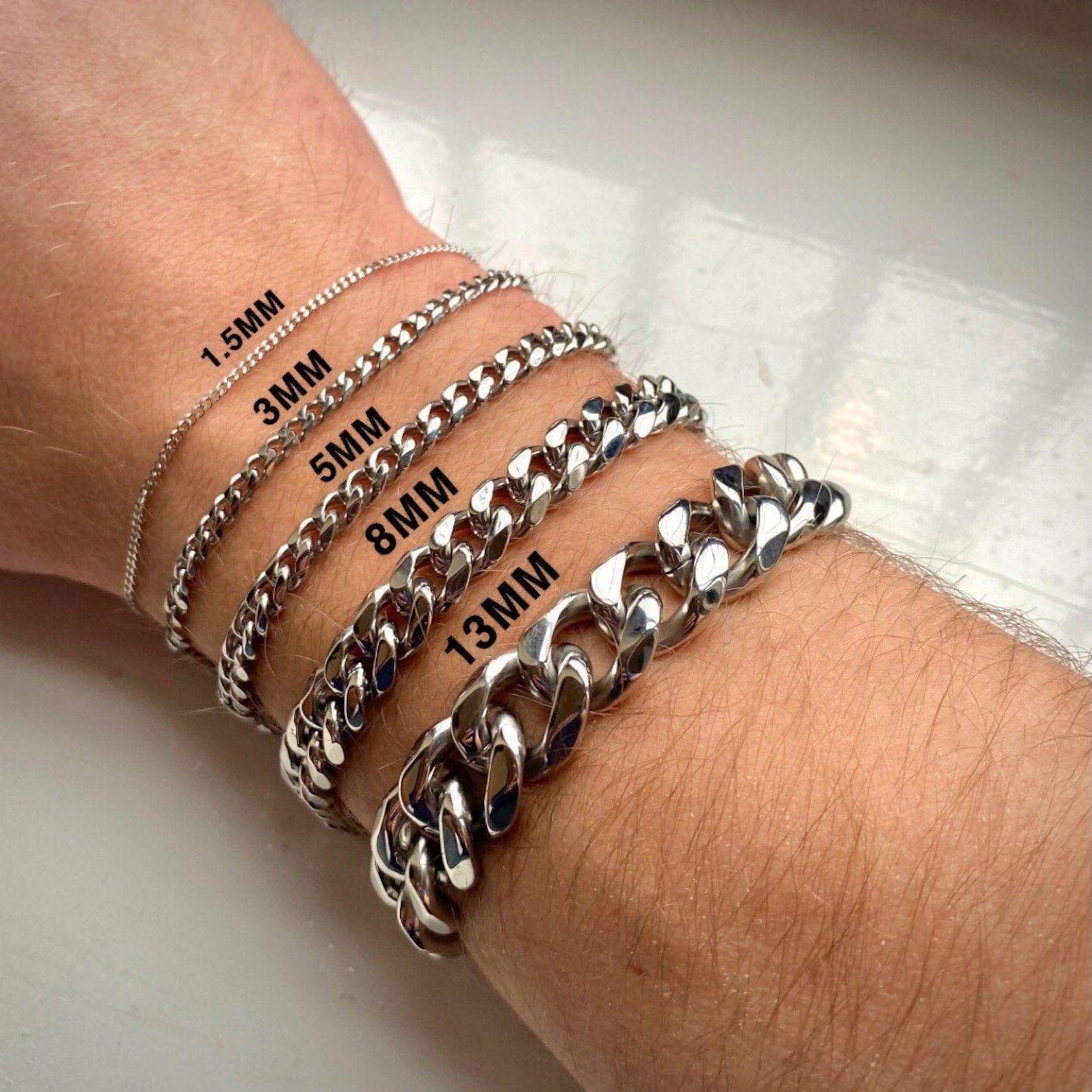 Silver Mens Bracelet Chain for Men Silver Bracelets Cuban - Etsy