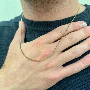 Gold Box Chain, 18K Gold Chain Necklace, Mens Gold Thin Box Chain, Gold ...