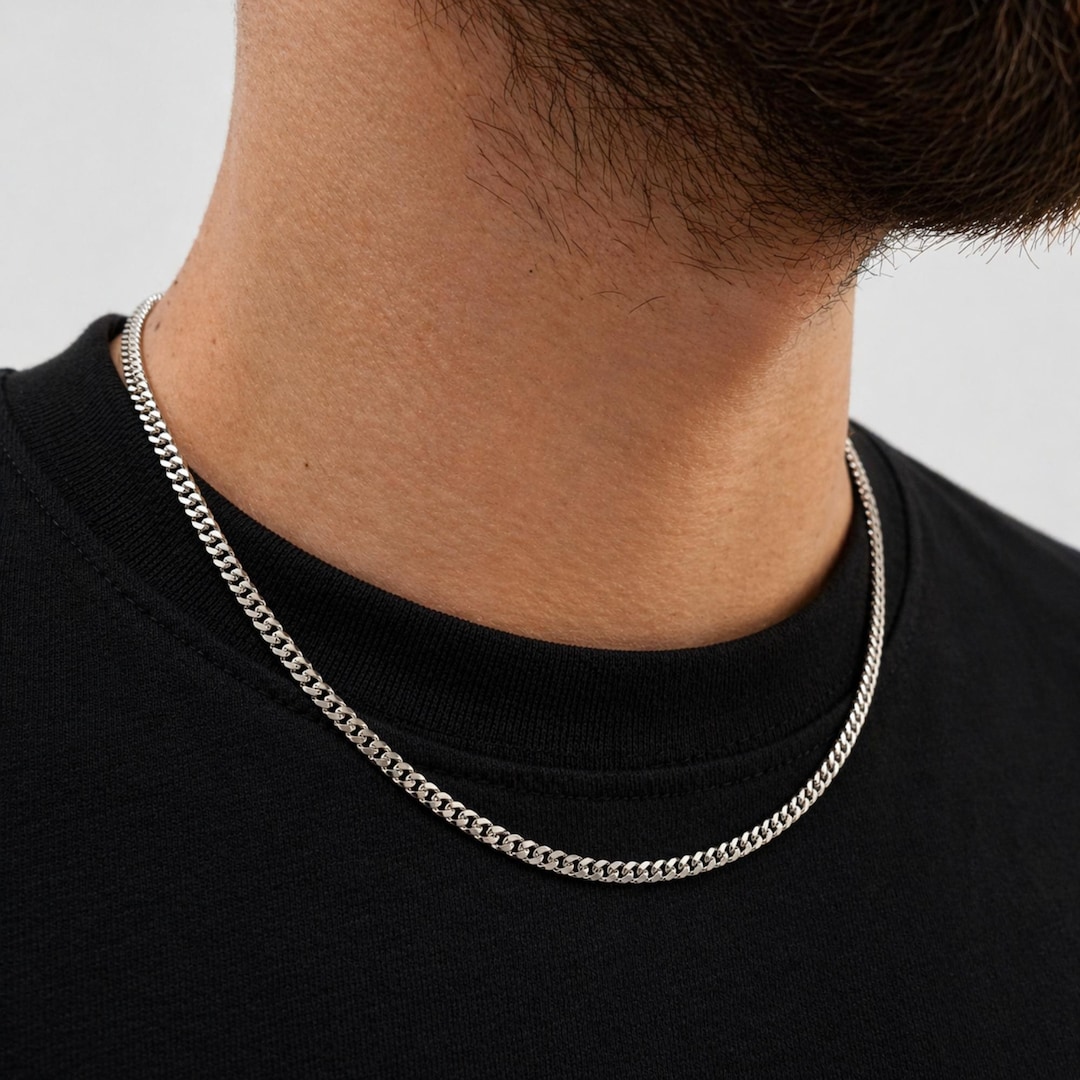 925 Sterling Silver Chain - Silver Miami Cuban Link Chain - Mens Silver ...