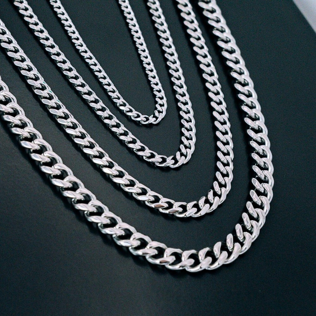 Silver Cuban Chains, Mens Chains, Silver Curb 2mm-10mm Cuban Link Chain ...