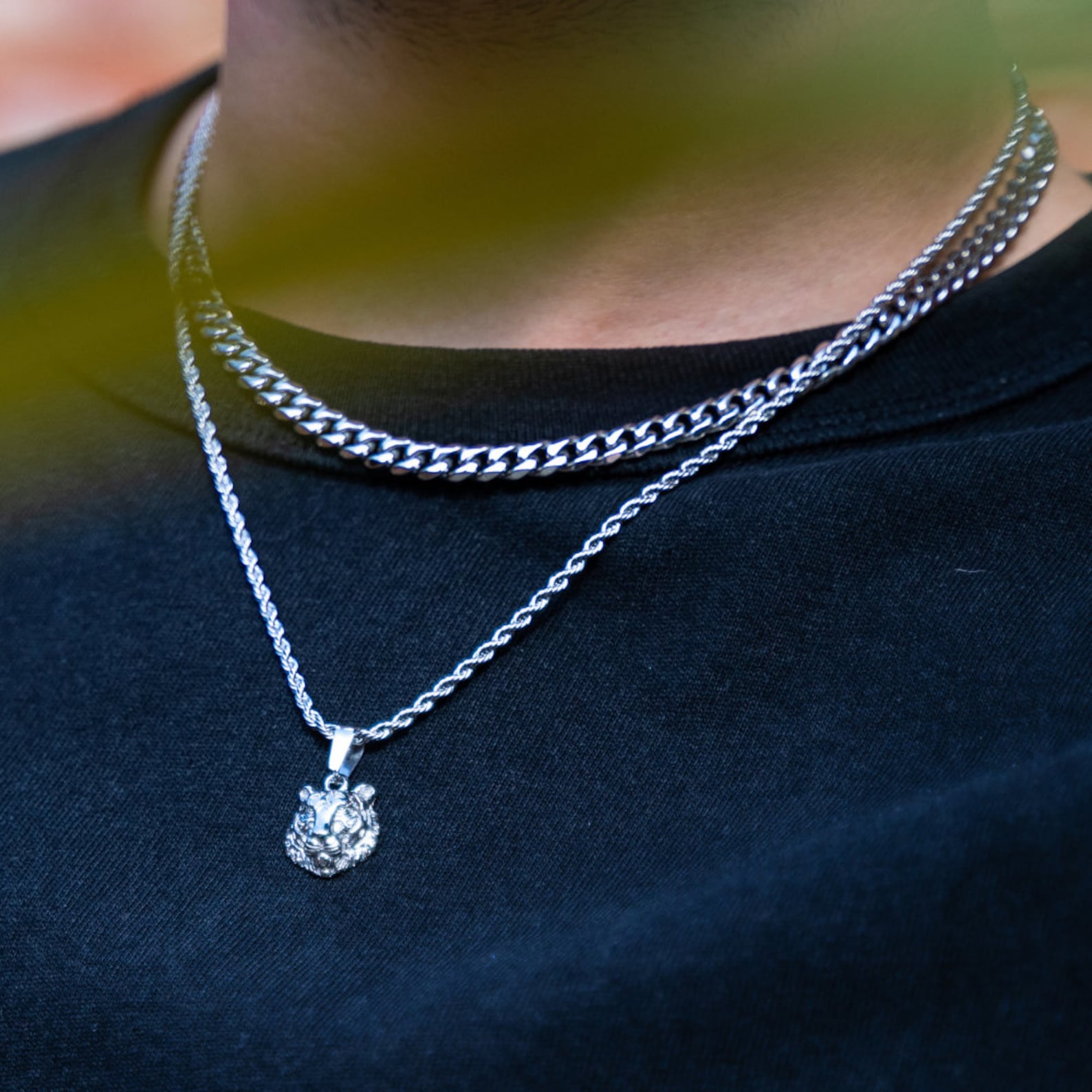 Mens Necklace, Gold Tiger Pendant, Mini Gold Pendant Necklace Men, Gold ...