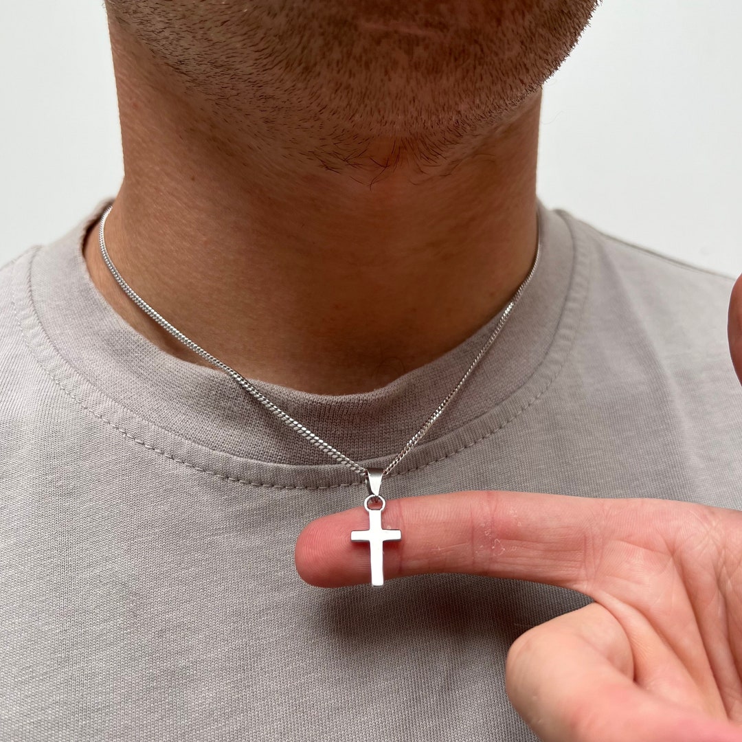 Men's Necklace, 925 Sterling Silver Cross Necklace Men, Mens Chain With ...