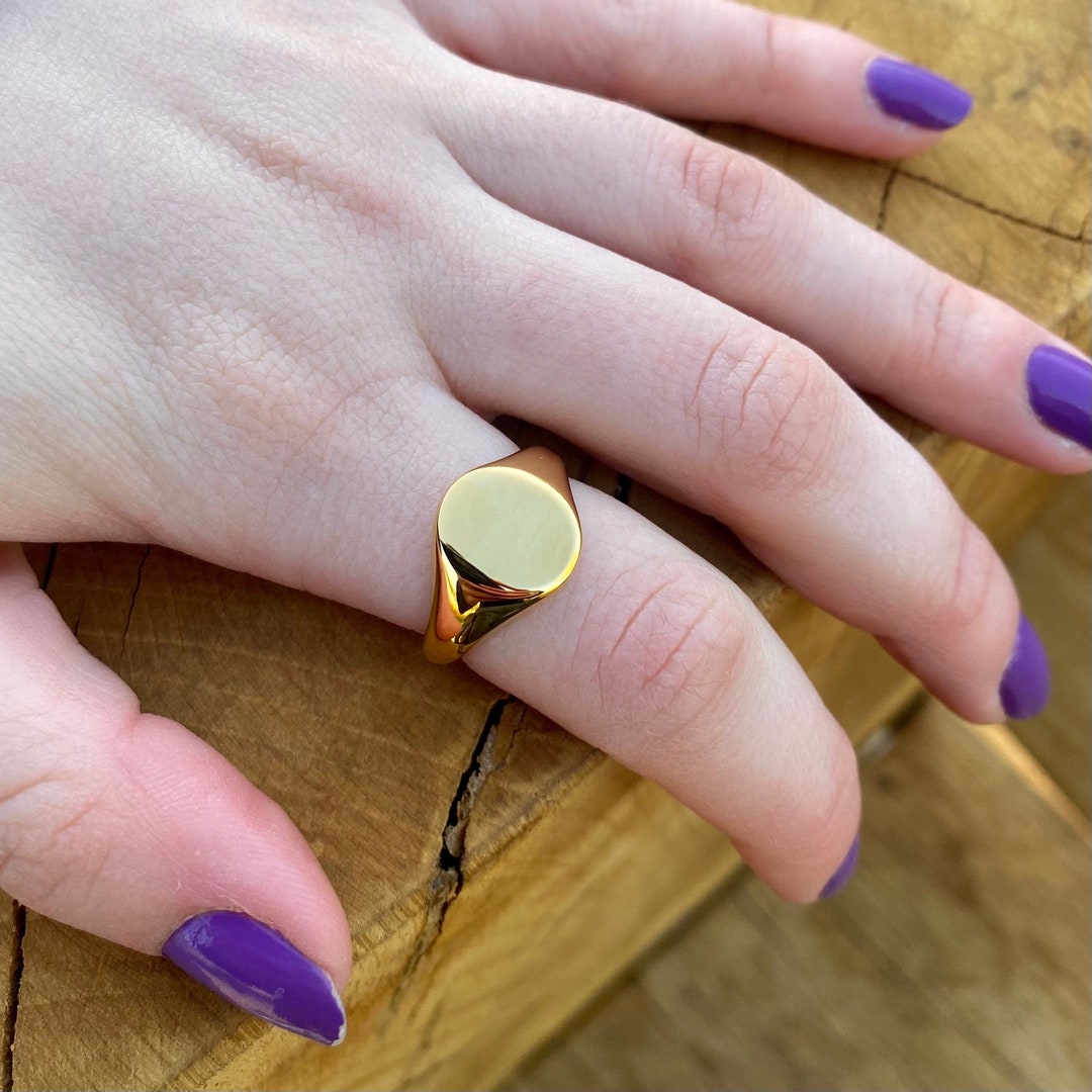 18K Gold Signet Ring, Gold Signet Rings for Women, Signet Ring Women ...