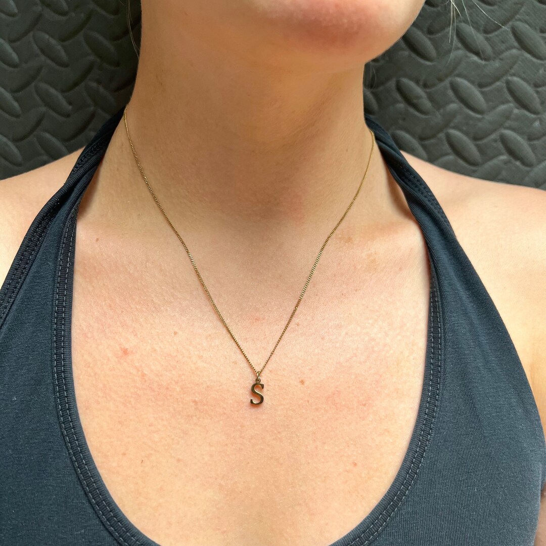 18K Gold Initial Necklace A-Z Letter Pendant - Dainty Gold Initial ...