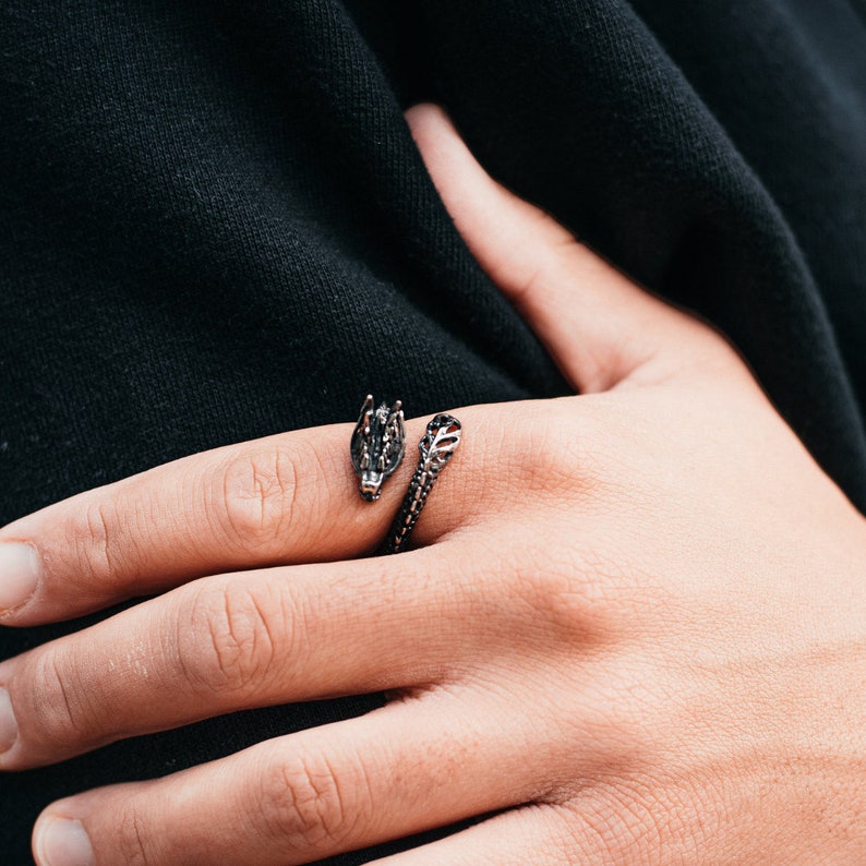 Silver Dragon Ring Fully Adjustable Animal Boho Ring Jewelry - Etsy