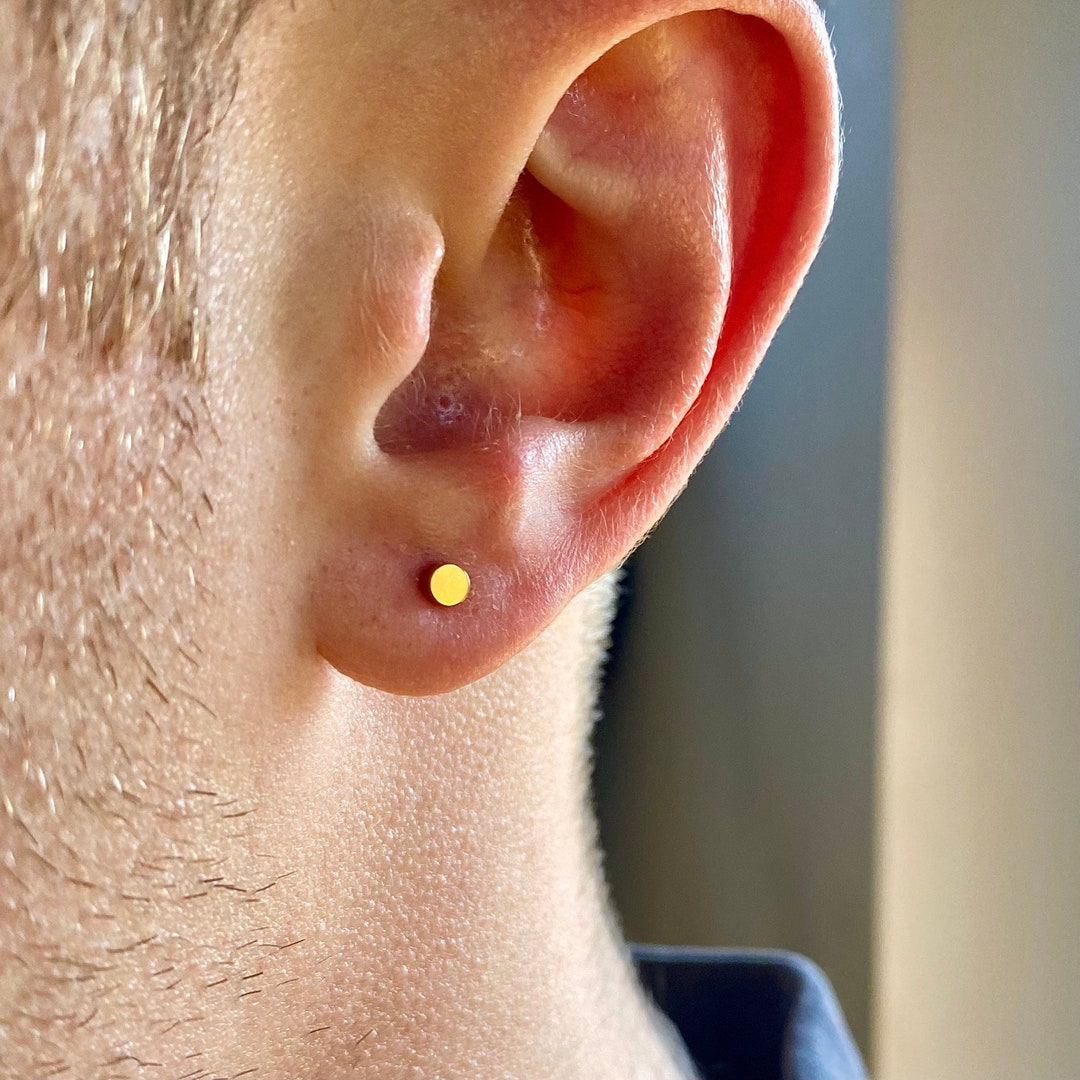 Mens Earrings - 18K Gold Stud Earrings Men, Minimalist Male Earring ... Mens Earrings - 18K Gold Stud Earrings Men, Minimalist Male Earring ...