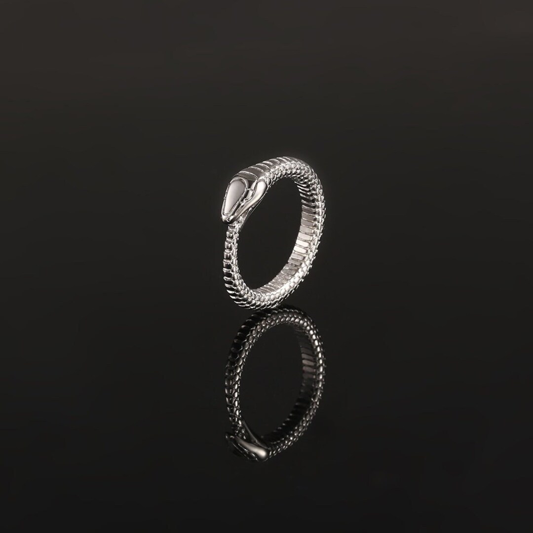 Mens Ring - Silver Snake Ring for Men - Silver / 18K Gold Snake Band ...