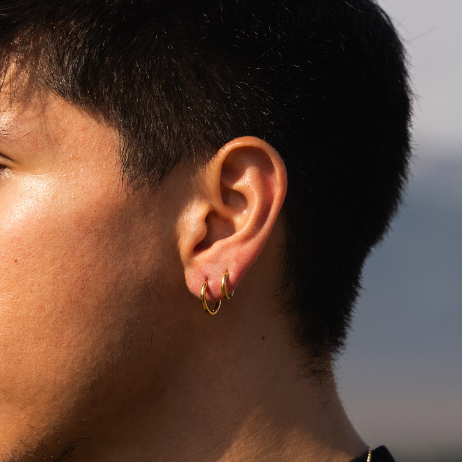 Mens Earrings, 18K Gold Earrings - Small Hoop Earrings, 12mm / 16mm ...