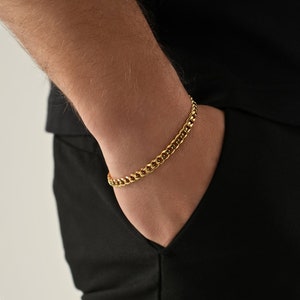 Gold Mens Bracelet Chain for Men, Gold 5mm Bracelet Chain, Mens Gold ...