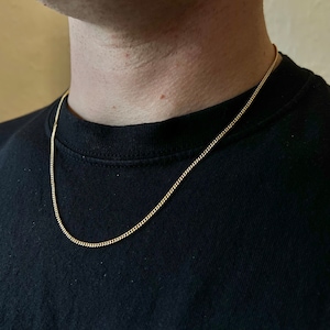 Gold Connell Chain - 2mm Thin Mens Gold Chain Necklace - 18K Gold ...