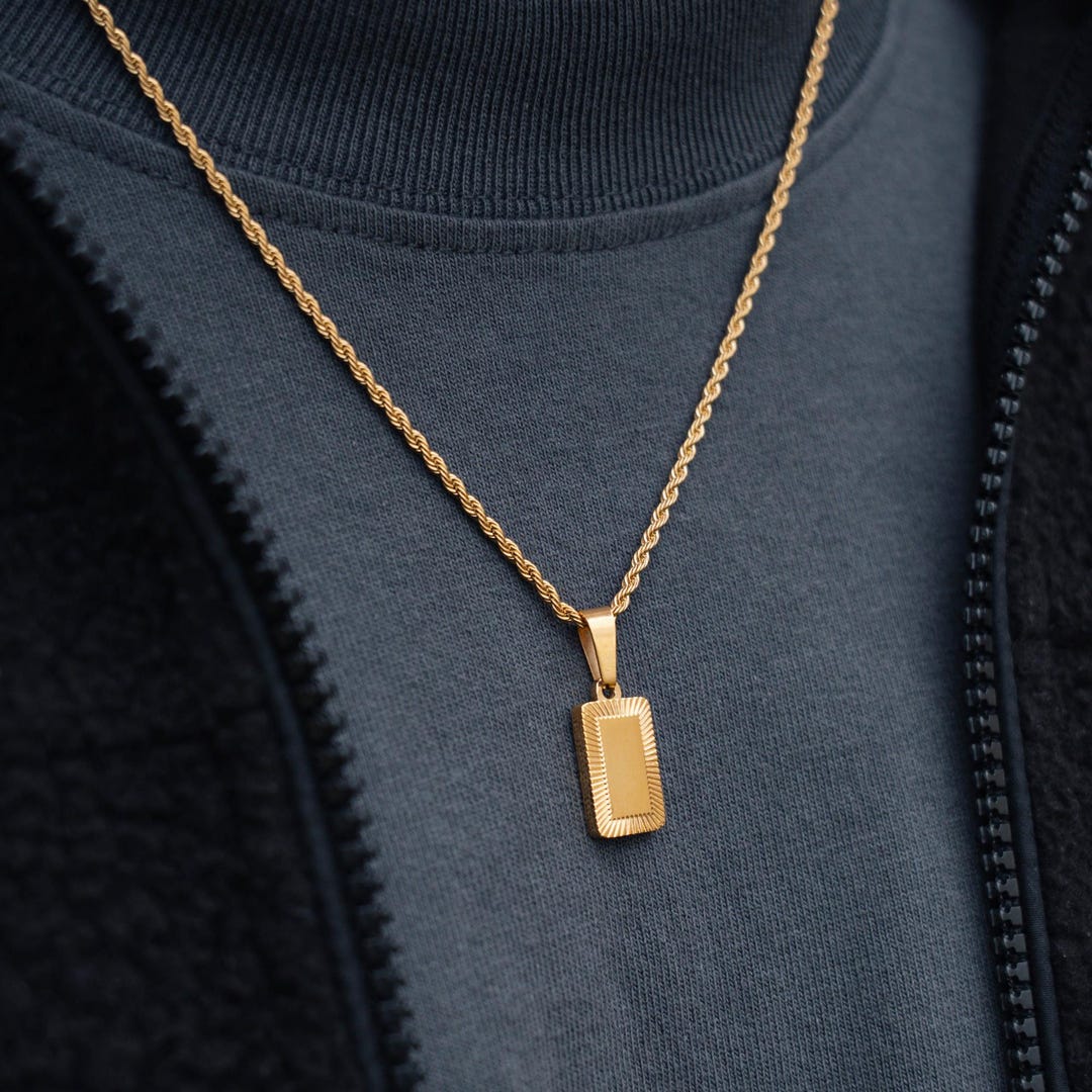 Mens Necklace - 18K Gold Chain Pendant Necklace for Men - Mens Jewelry ...