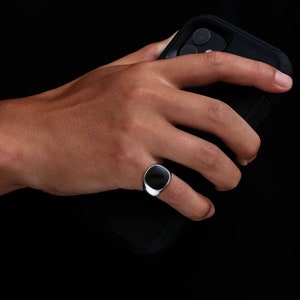 Black Signet Ring Men - Mens Ring - Black Onyx Styled Ring - Man Ring ...