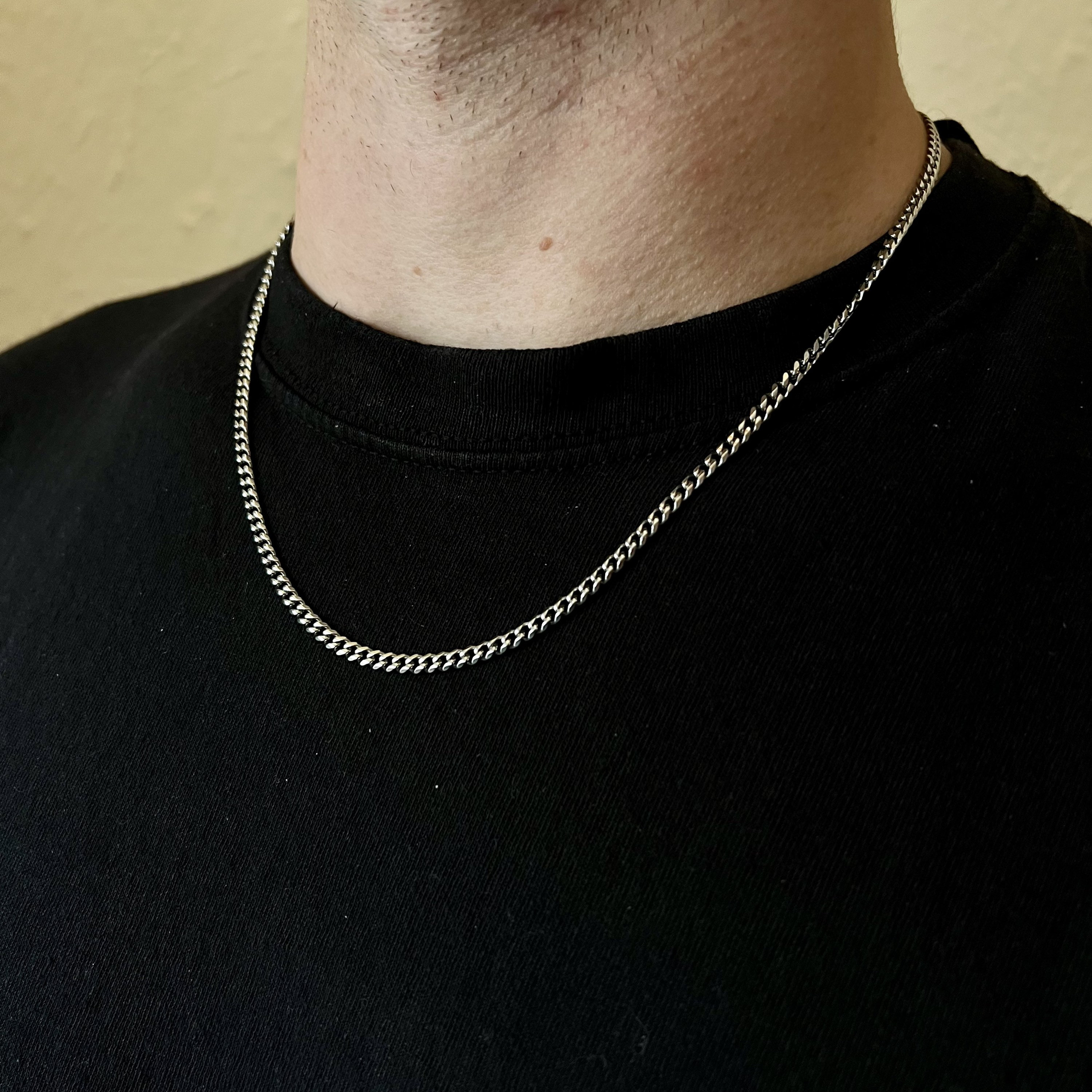 3mm Silver Cuban Chain Mens Curb Chain Silver Chain Mens / - Etsy UK