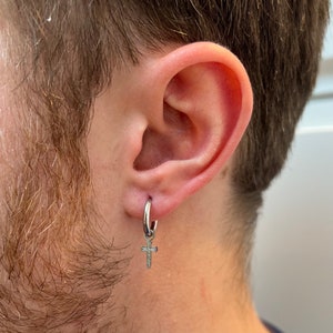 Mens Earring - Cross Dangle Earring - Sword / Cross Earrings for Men ...