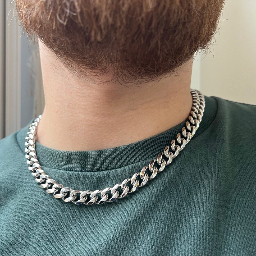 Silver Cuban Chain, Mens Chain, Thick Silver Chain Mens - Stainless ...