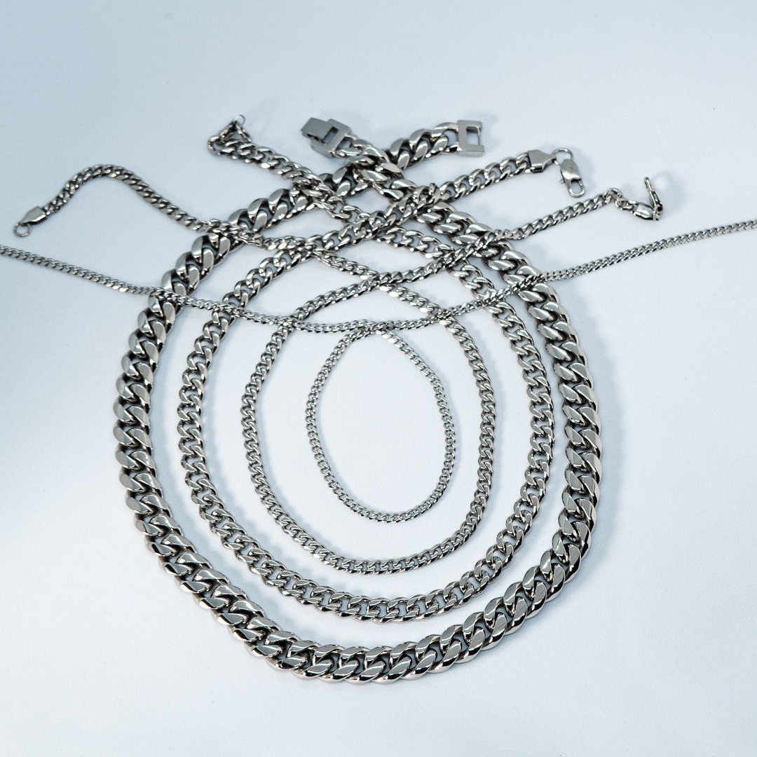 3mm Silver Cuban Chain, Mens Curb Chain, Silver Chain Mens / 18K Gold ...